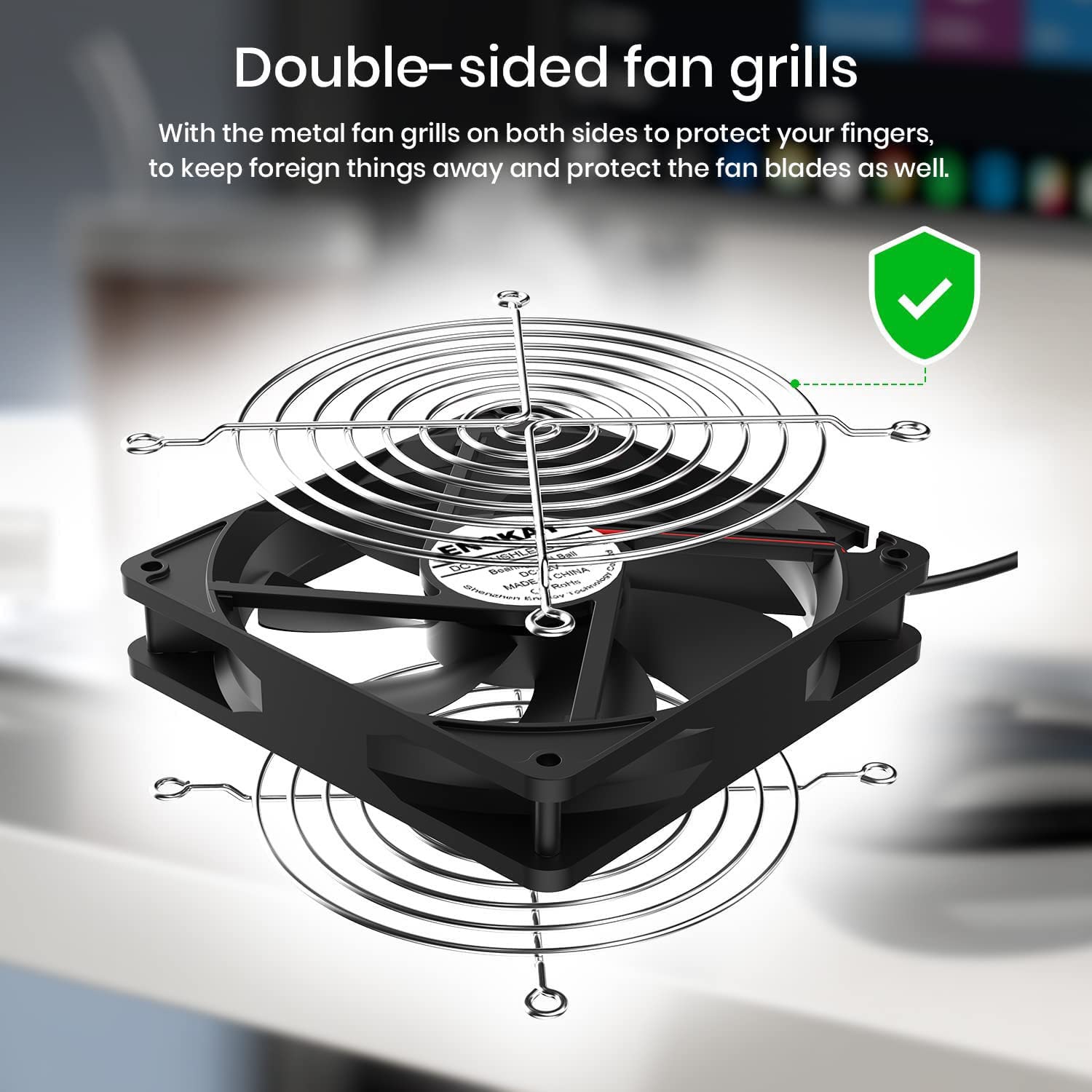 Enokay 120mm DC 12V Powered Fan with AC 100V 240V Adjustable Speed Controller 3000RPM High Speed Big Air Flow for DIY Cooling Ventilation Air Exchange Air Exhaust, Electronic Device Component Cooling