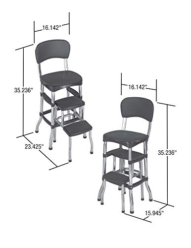 COSCO Stylaire Retro Chair + Step Stool with Pull-Out Steps, Teal
