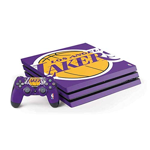 Skinit Decal Gaming Skin Compatible with PS4 Pro Console and Controller Bundle - Officially Licensed NBA Los Angeles Lakers Large Logo Design