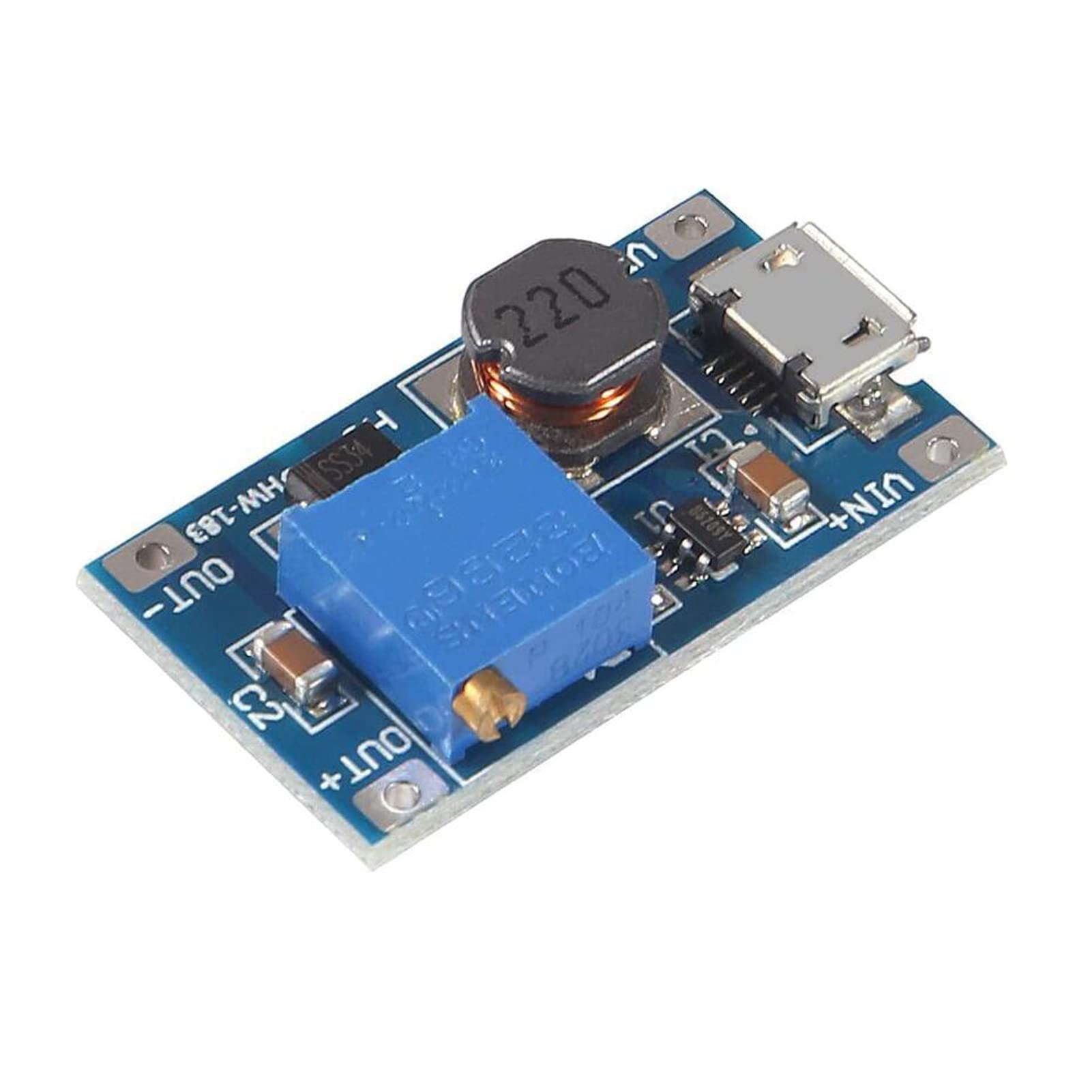 DIANN 20pcs MT3608 Boost Module DC-DC Step Up Module with Micro USB 2V-24V to 5V-28V 2A Output DC Voltage Regulator Adjustable Power Supply Board