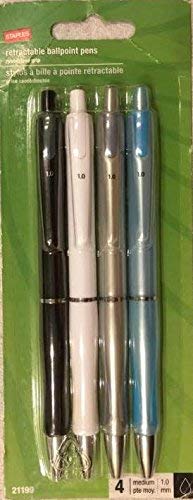Staples Retractable Ballpoint Pens, 4-pack