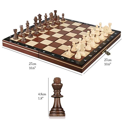 THPT Unique Wooden Chess Set Magnetic Chess Set Portable Folding International Chess Set Handmade Chess Pieces Double Rear Chess Board Board Games