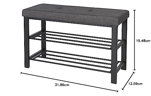 neatfreak Upholstered Storage Bench for Shoes - Double Seat Shoe Bench with Upholstered Fabric Seat Cushion and 2 x Shoe Racks - Perfect for Entryway, Mudroom, Foyer - 12.59" D x 31.89" W x 19.48" H