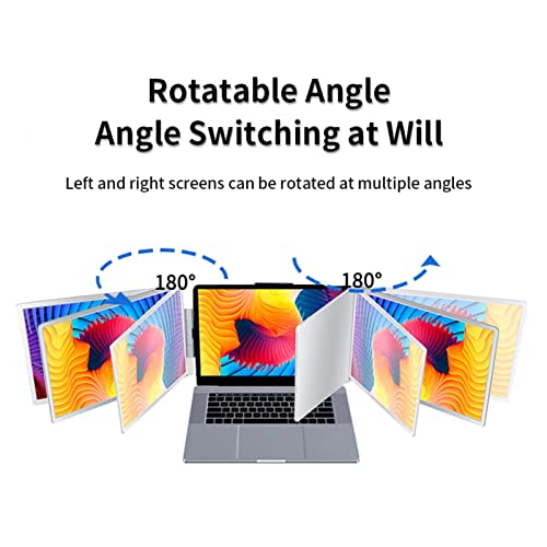 Gaweb Portable Screen Extender for Laptop, 12" 1920X1080 16:9 Dual Monitor with USB2.0/USB3.0/USB C, Suitable for 13"-16" Laptops Black 12"
