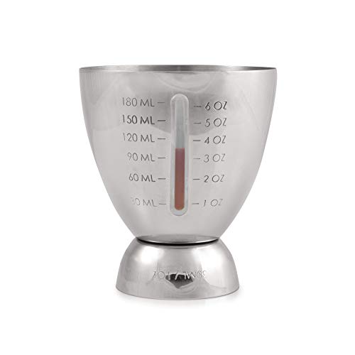 True Vista Double Jigger for Bartending, 6 Ounce Measuring Cup & 1 Ounce Cocktail Jigger Base, Stainless Steel Silver Polish Alcohol Measuring Tools & Barware Essentials, Set of 1, Silver