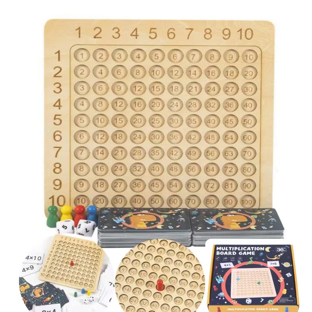 Dobiyar Wooden Math Multiplication Board,Montessori Children Counting Toy, Multiplication Board Game for Kids,Educational Math Learning Toys for Toddlers Kids Over 3 Years Old