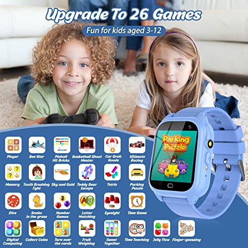 Ralehong Kids Smart Watch Boys | Swim-Grade Waterproof | 26 Games | Pedometer | HD Camera | Music Player | Flashlight for 3-12 Year Old Boys