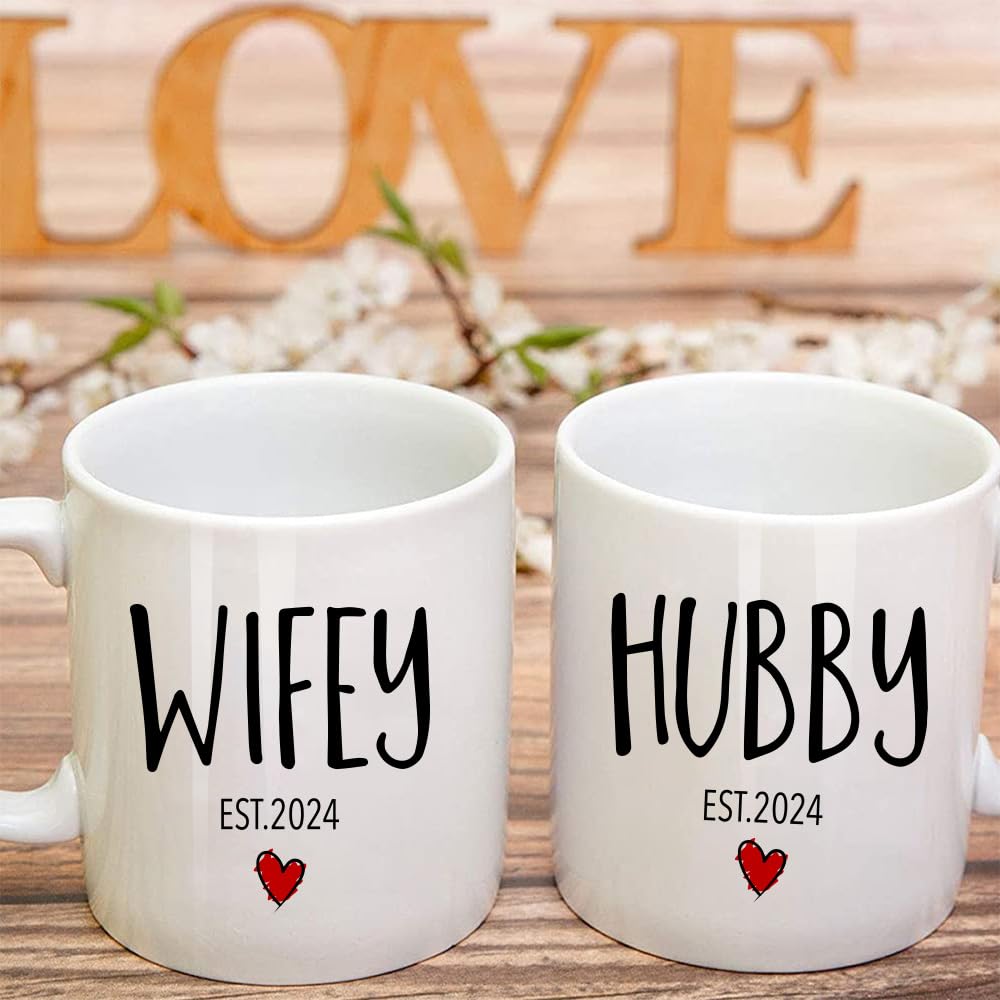CHIEN-CHI LILI EST 2024 Husband Wife Mug Gift, Mr Mrs Mug Wedding Gift, Engagement Wedding Gift for Couple, Anniversary Valentineās Day Mug Gift for Couples, Bride Groom Gift for Wedding