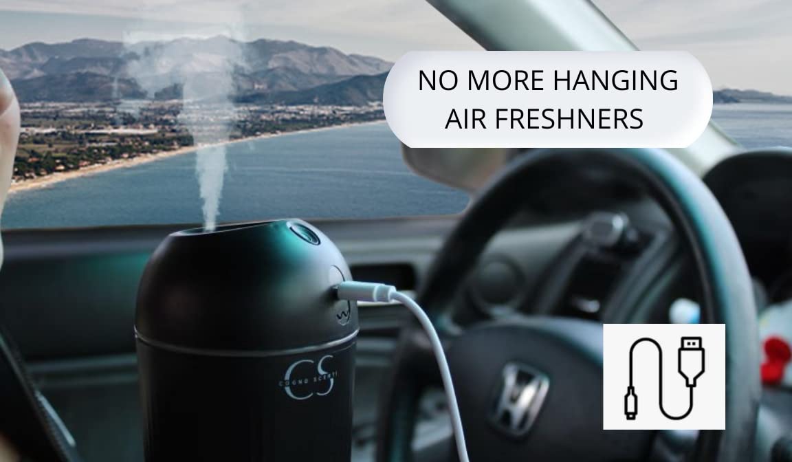 Cogno Scenti CAR HUMIDIFIER, Portable Humidifier, Mini Humidifier. Add Your Favorite Cologne/ Perfume With USB Cable black