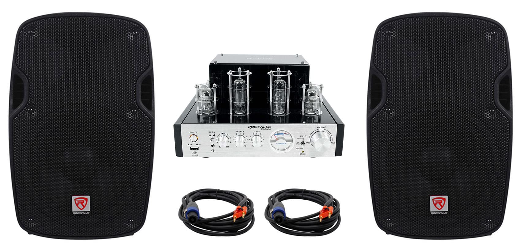 Rockville BluTube Tube Amplifier/Home Theater Bluetooth Receiver+(2) 8" Speakers