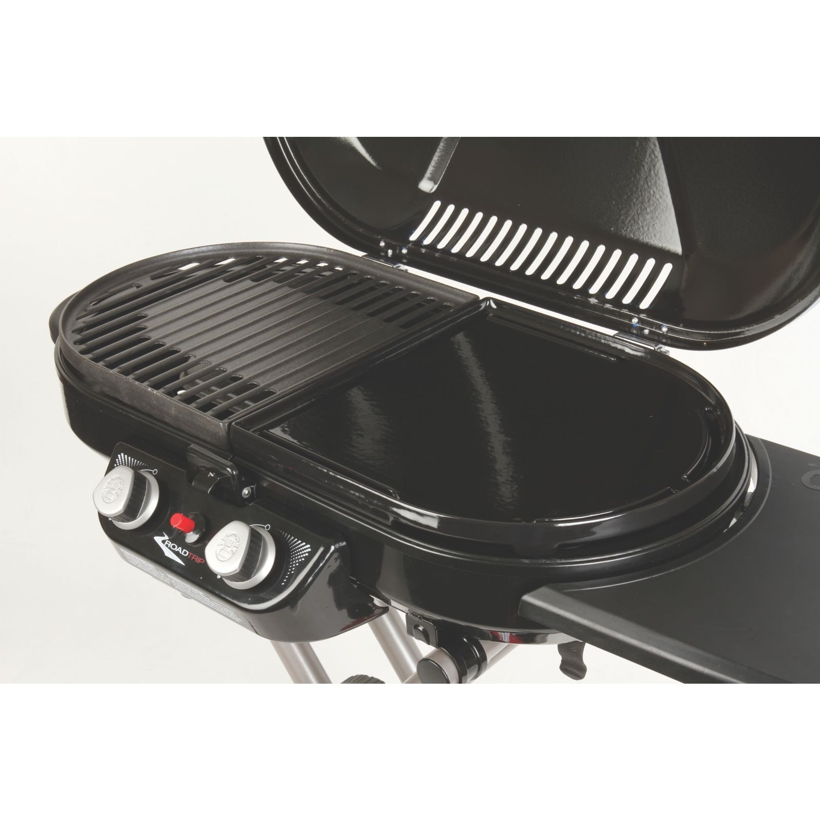 Coleman RoadTrip 225 Portable Propane Grill + Cast Iron Griddle and Grill Grate Accessory