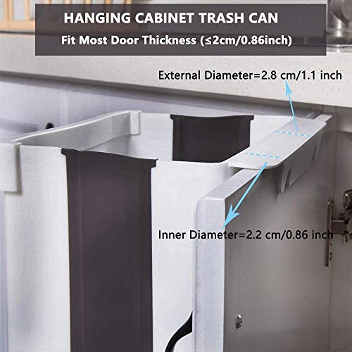 LRCXL Hanging Kitchen Trash Can, Foldable Waste Bin for Kitchen, Collapsible Hang Small Plastic Garbage Can 2.4 Gallon for Cabinet/Car/Bedroom/Bathroom (White)