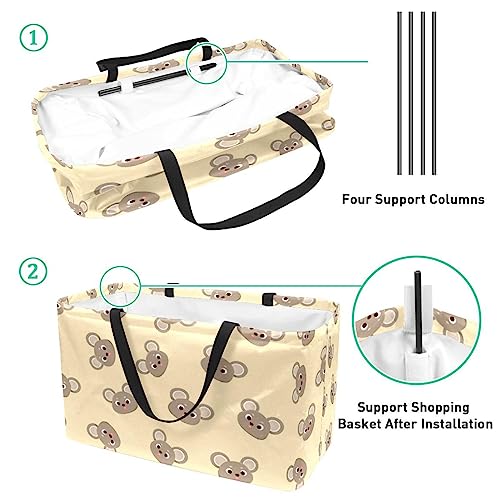 Funny Animal Print Large Capacity Laundry Organizer Tote Bag - Reusable and Foldable Oxford Cloth Shopping Bags