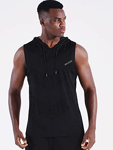 NELEUS Men's Workout Tank Tops Sleeveless Running Shirts with Hoodie,5098,3 Pack,Black/Grey/Red,XL