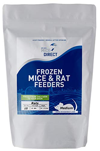 MiceDirect Frozen Rat Medium Feeder Snake Food for Adult Ball Python Monitor, Lizard (15 Count)
