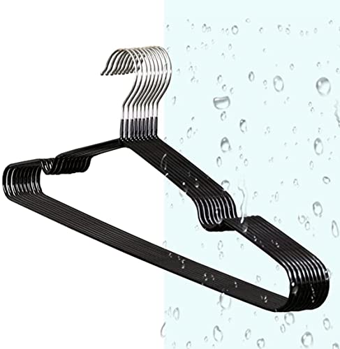 GXLQIJU Clothing Hangers Non-Slip Durable Metal Hanger with Rubber Coating Space-Saving Slim Standard Clothes Hangers for Shirt Skirt Coat (Black, 32pack)