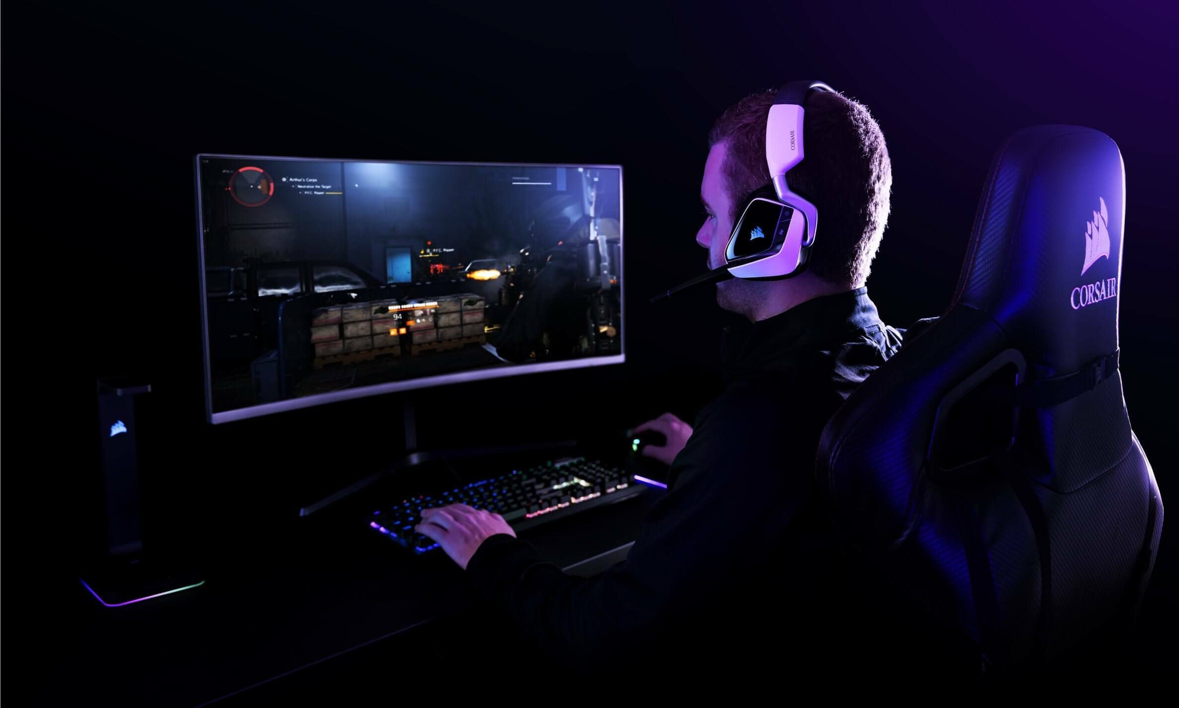 Corsair Gaming VOID RGB Elite Wireless Premium Gaming Headset with 7.1 Surround Sound, White (Renewed)