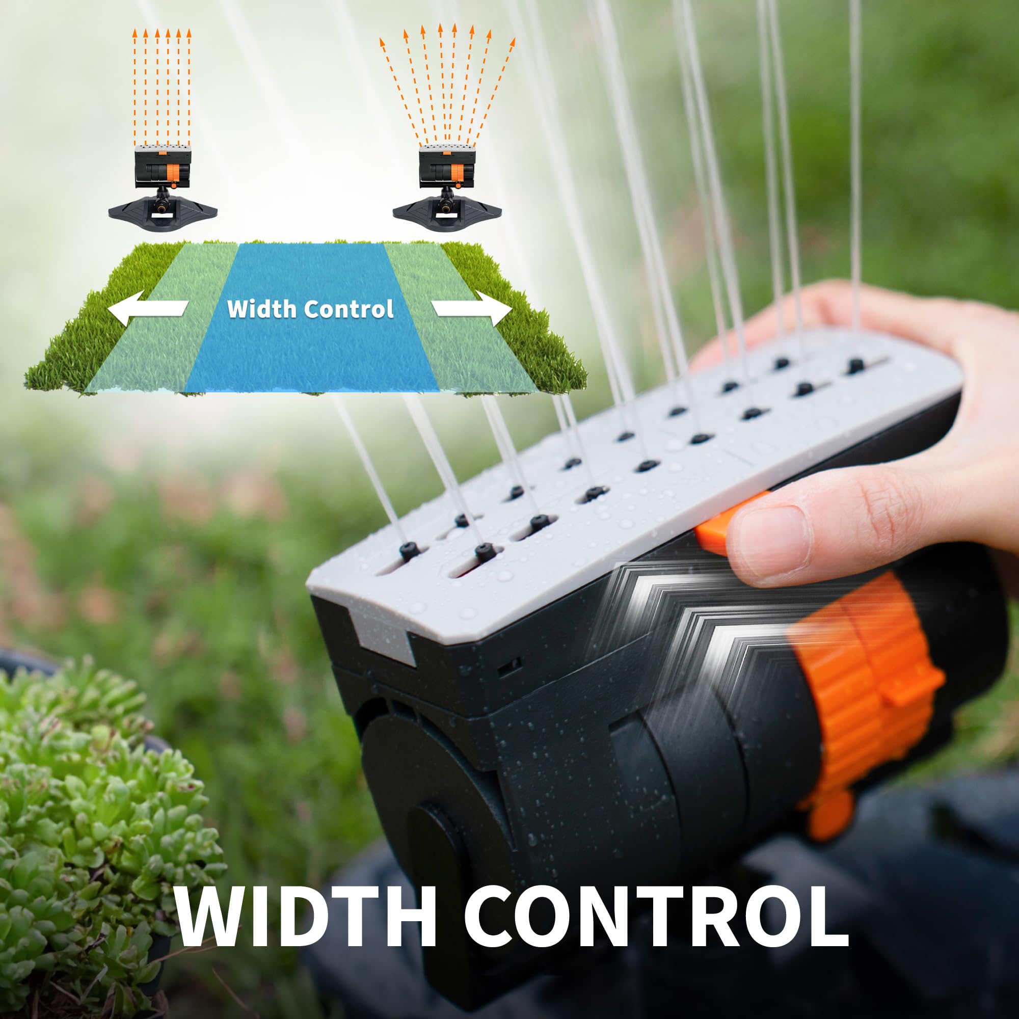 Diivoo Mini Turbo Oscillating Sprinkler, Garden Sprinkler with Large Base, Water Sprinkler for Yard, Adjustable Width, Range and Flow Rate, 16 Nozzles