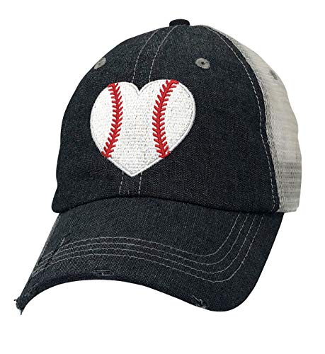 Cocomo Soul Womens Baseball Heart Hat Baseball Love Hat Baseball Mom Hat Cap 200 Dark Grey