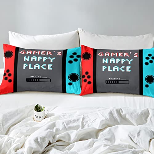 Gamer Sheet Set King Size Video Game Gamepad Bed Sheets Set Bedroom Novelty Modern Game Controller Decor Sheets with Deep Pocket Fitted Sheet Women Men Game Room Decor Bedding Set With 2 Pillow Case