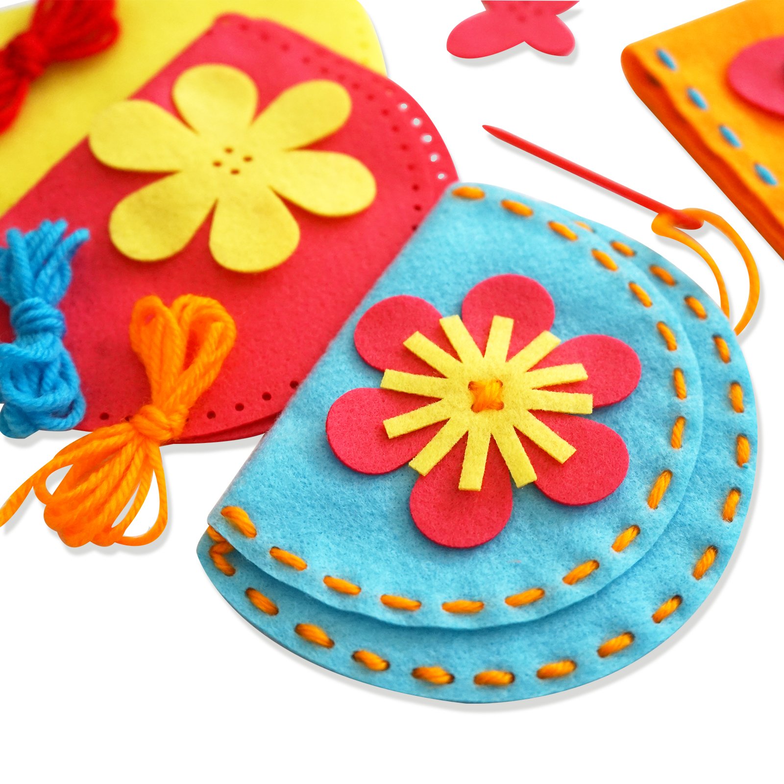Serabeena Sew Your Own Purses - Sewing Kit for Kids - Felt Crafts for Kids - Sewing for Kids Ages 4-8 Plus - Felt Kit - Helps Develop Fine Motor Skills - DIY Kits for Kids with 6 Purses & Accessories