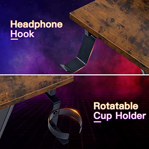 Coleshome Computer Desk L Shaped Gaming Desk, 51'' Computer Corner Desk with 2 Monitor Stands, Home Office Desk with Hook and Cup Holder, Space Saving, Easy Assembly