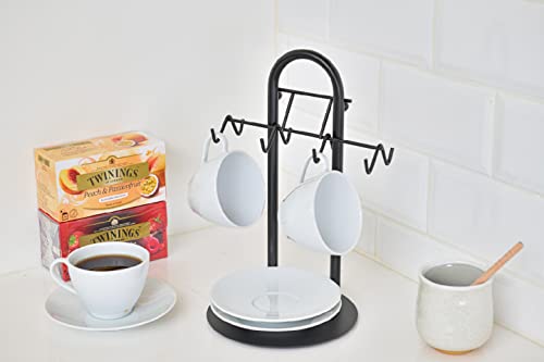 ikloo Metal Small Coffee Cup Stand, Tabletop Coffee Cup Rack Holder, Drying Display Rack, Coffee bar Accessories, Kitchen Counter Organizer, Tea Cup Rack Stand, Cup Rack for Counter Black.