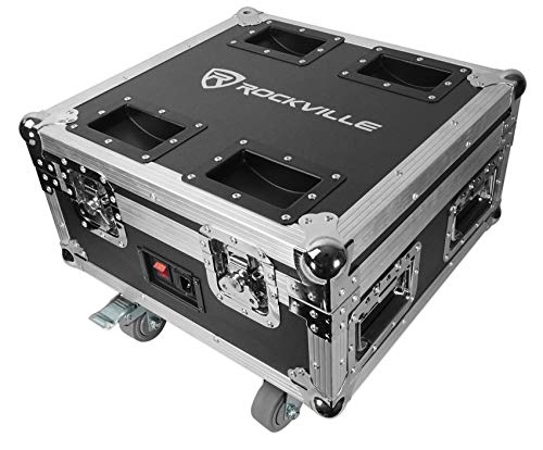 Rockville RockWedge 6 Light Pack Black, 6 RGBWA+UV Wireless DMX Par Lights, Rechargeable, Includes Charging Road Case and Remotes, Up to 36 Hour Battery Life, Perfect for Mobile DJs and Venues