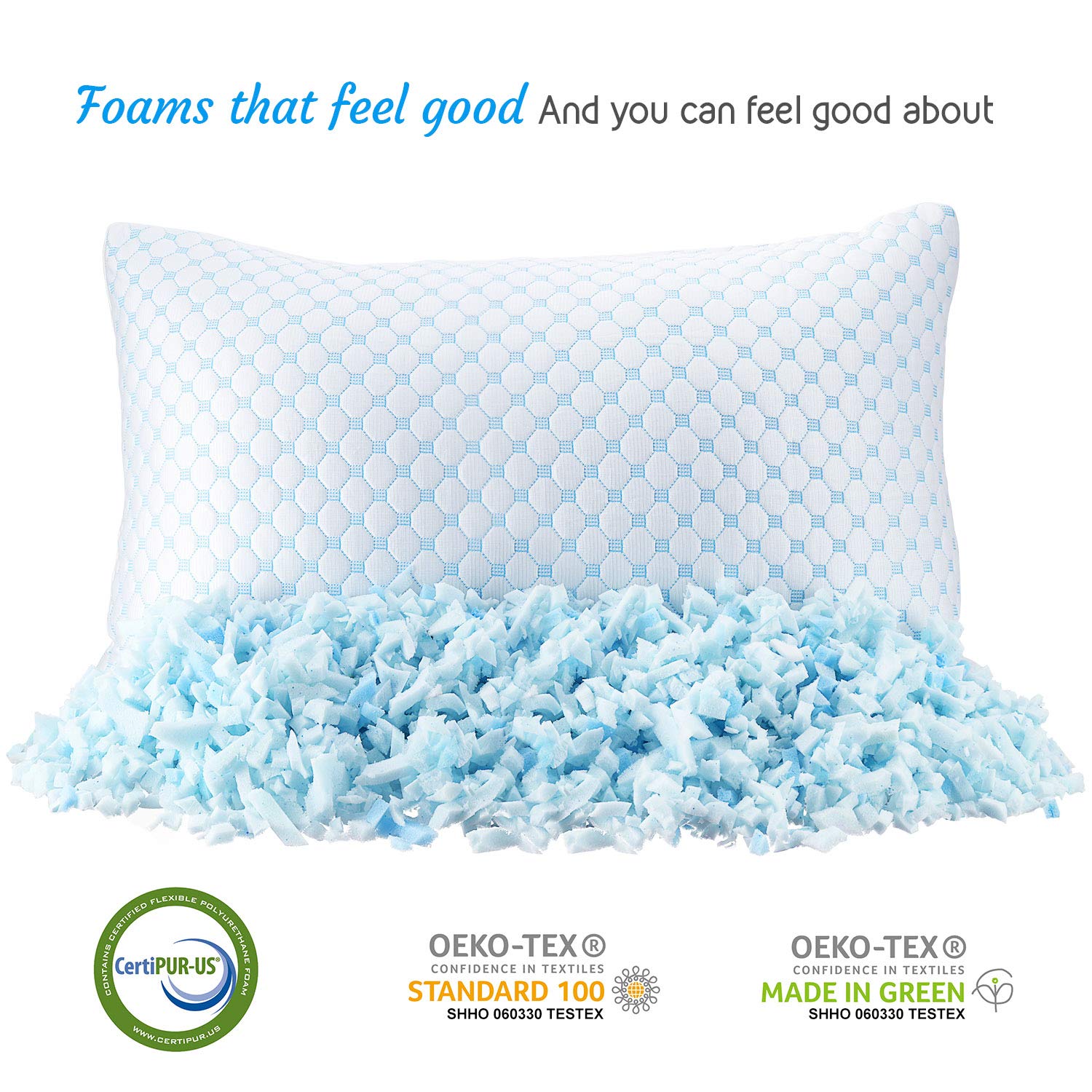 Clara Clark Cooling Pillows for Sleeping - Memory Foam Pillows - Luxury Gel Pillow with Reversible Cover Cool to Velvety - Breathable Bed Pillows for Side Sleepers - King - 18 x 36-2 Pack