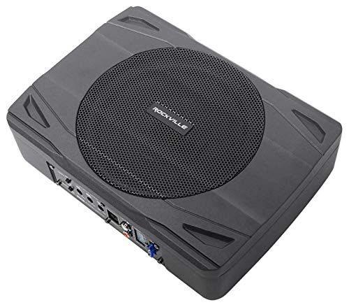 Rockville SS8P 400 Watt Slim Under-Seat Powered Car/Truck Subwoofer Sub+Amp Kit Black