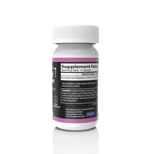 Proferrin Clear 30ct | US Made heme Iron for high Absorption, Easy on GI Tract | Natural, NSF Certified, dye Free