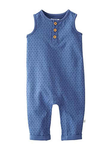 little planet by carter's unisex-baby Terry Jumpsuit made with Organic Cotton, Blue Geo, 12 Months
