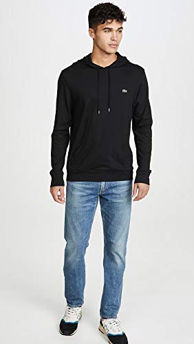 Lacoste mens Long Sleeve Hooded Jersey Cotton T-shirt Hoodie T Shirt, Black, Large US