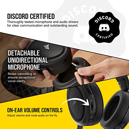 Corsair HS70 Pro Wireless Gaming Headset - 7.1 Surround Sound Headphones for PC - Discord Certified - 50mm Drivers – Carbon (Renewed)