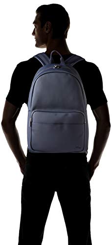 Lacoste mens Solid Large Zip Backpacks, Peacoat, One Size US