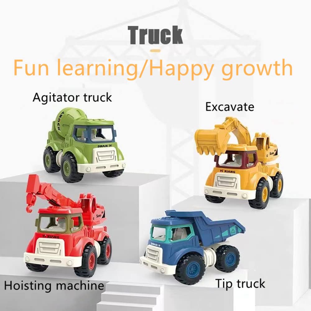 Construction Vehicle Toys Plastic Construction Excavator Tractor Dump Truck Play Cars Toy Trucks for Boys(4 Packs)
