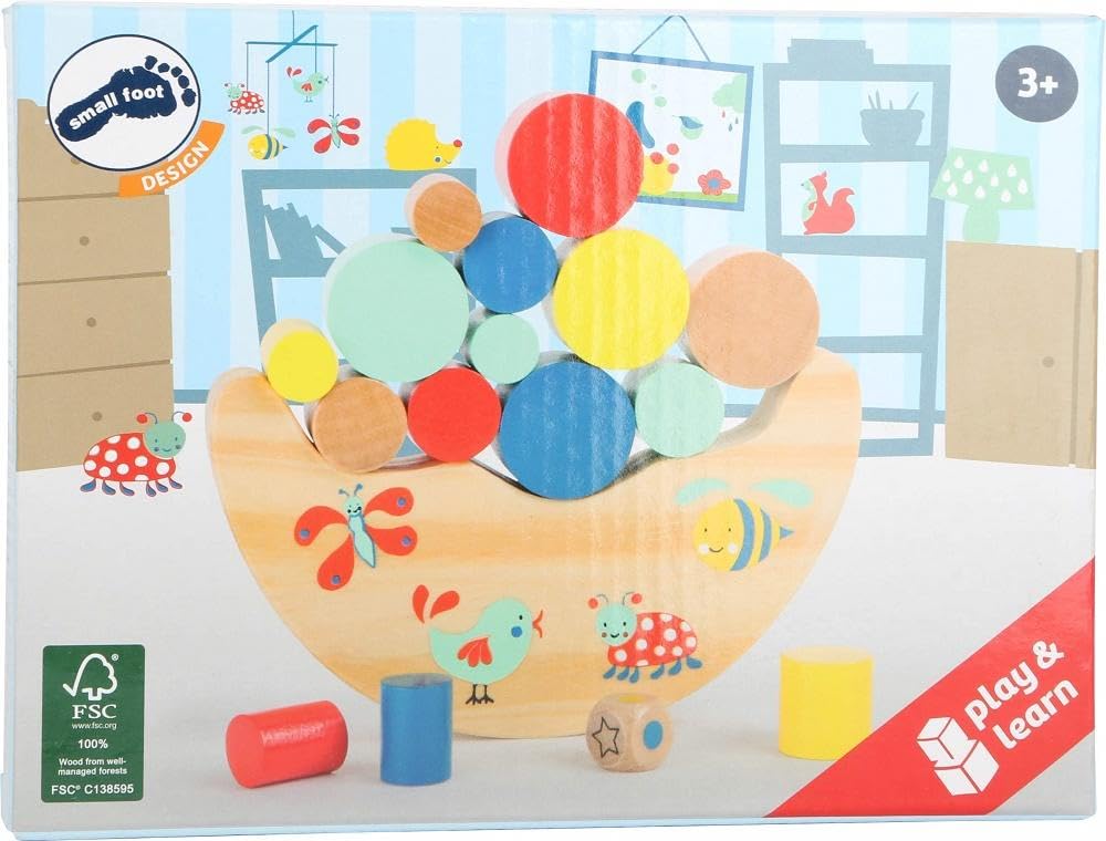 small foot wooden toys Stacking Block Balancing Game with dice Move it! Designed for Children Ages 3+
