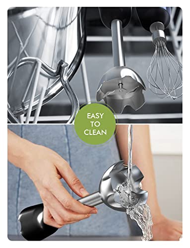 Immersion Blender, 2-in-1 Multi-Purpose Hand Blender, 500W Multifunctional Hand Blender with Whisk, 6-Speed and Turbo Mode, 304 Stainless Steel Handheld Stick Blender for Smoothies, Puree Baby Food and Soups