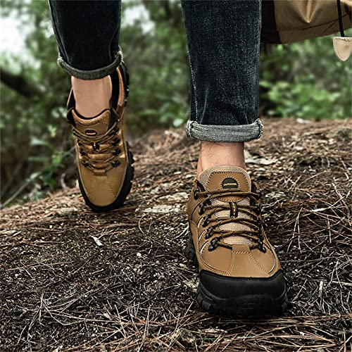 FASDNENDYS Fashion Summer and Autumn Men Hiking Shoes Non Slip Soles Thick Bottom Mesh Mens Sneaker Boots Size 9 Brown