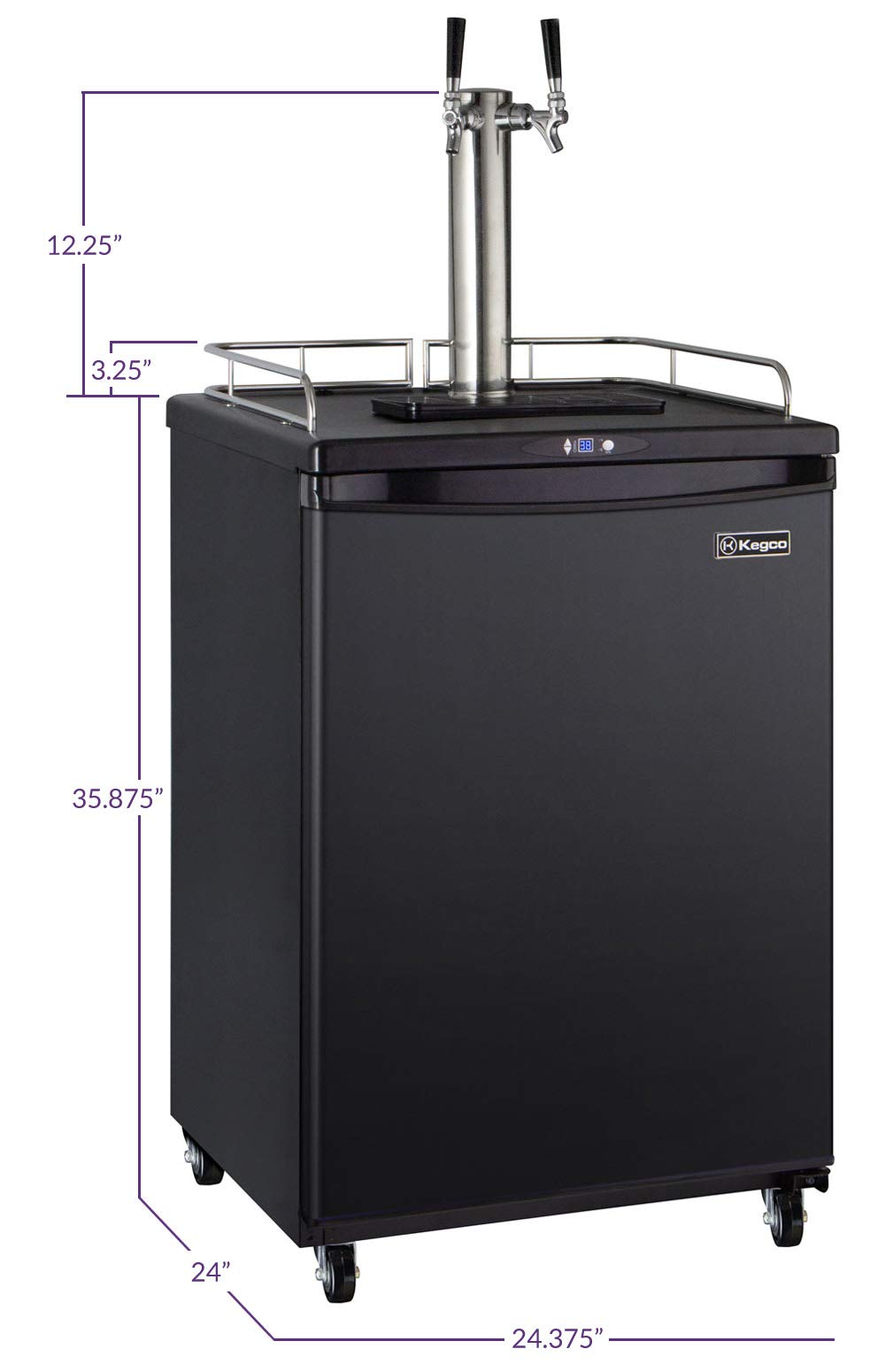 Kegco Keg Dispenser, Black, 2 Tap