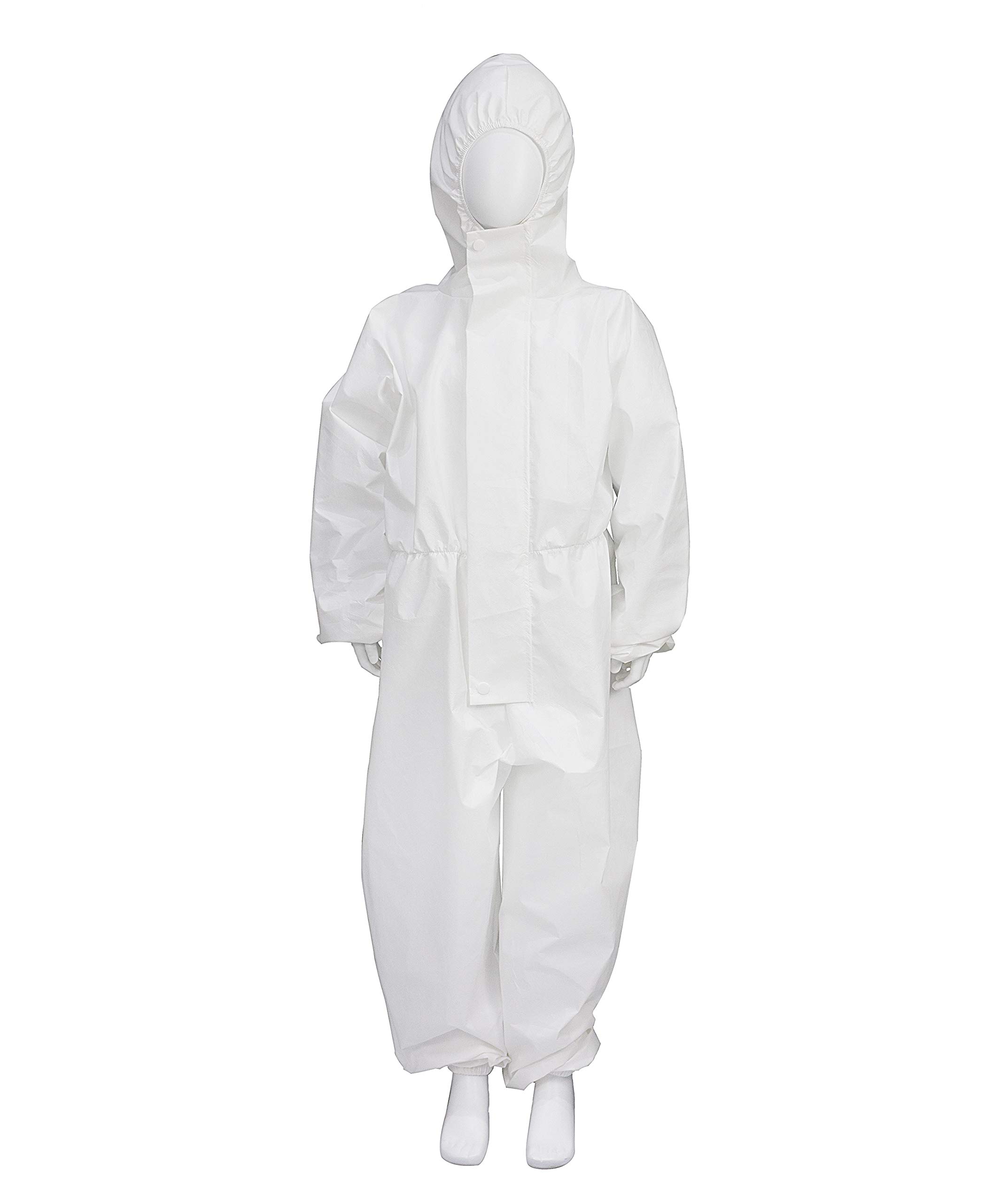 Children Disposable Protective Coverall with Elastic Wrists, Ankles and Hood, Non-Porous Anti-Dust Ventilation Suit for Kids +Protective Shoe Covers,M (110-130cm)