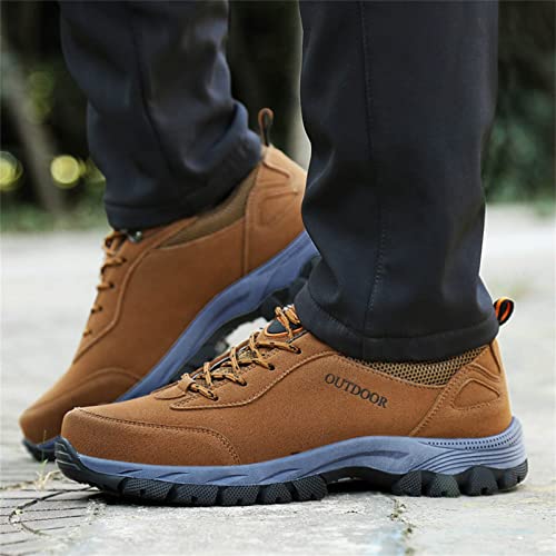 FASDNENDYS Fashion Summer and Autumn Men Hiking Shoes Solid Color Lace Up Flat Bottom Mens Air 1 Low Sneaker Size 9 Brown