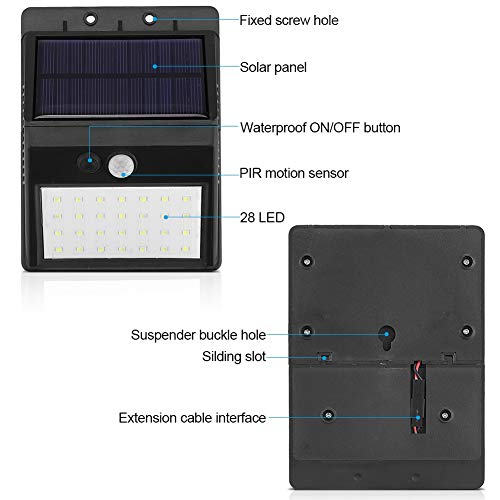 Solar Sensor Light, Waterproof Garden Light Solar Powered Light 3 Modes Wall Light for Home Garden