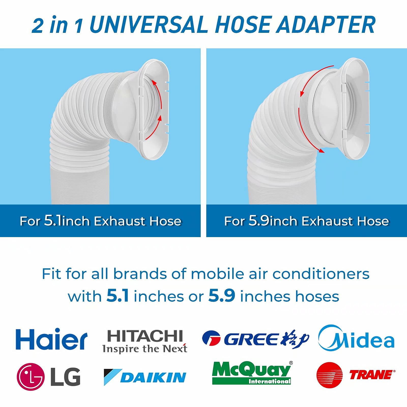 ZOOI 5.1"/5.9" Diameter Portable Air Conditioner Window Kit, Sliding AC Vent Kit for Exhaust Hose,20"-55" Length Universal Window Seal Kit, Adjustable AC Kit PVC Seal for Sliding Window