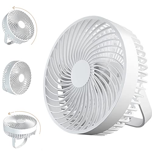 HAIDOLIANG Personal Desk Fans,7 Inch Table Fans,USB Rechargeable Portable Fan with LED Lights,3 Speeds Quiet Battery Operated, Baby Stroller Cooling Fans,Ceiling Mini Fan For Travel Camping Bedroom