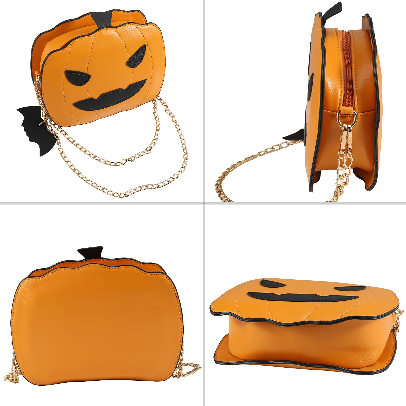 RollingBronze Women Pumpkin Handbag Halloween Candy Bag Little Devil Shoulder Messenger Bag Purse, Brown, 19x18x7cm