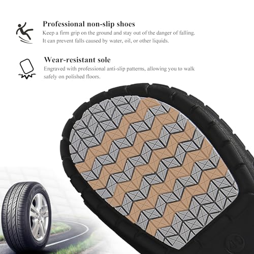 Haifago Men Non Slip Chef Shoes, Waterproof Oil Resistant Kitchen Work Clogs, Food Service Shoes for Restaurant Black