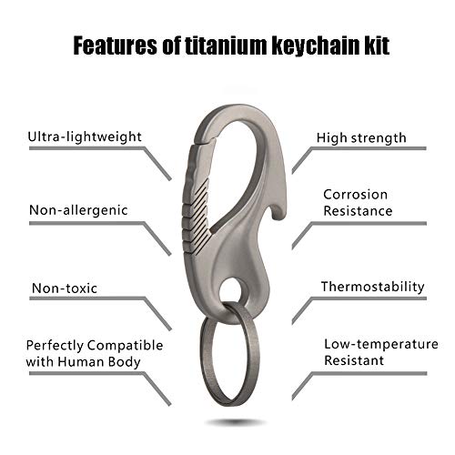 TISUR Titanium Carabiner Key Holder Quick Release Heavy Duty Bottle Opener Car Key Chain for Men (Taiji+O Ring)