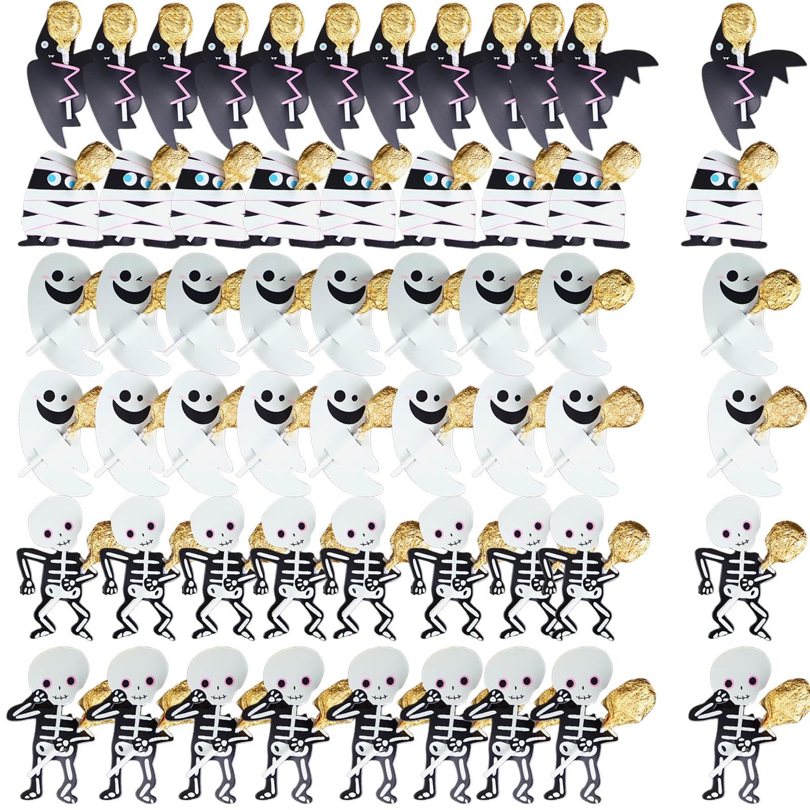 Generic 120 PCS Halloween Candy Decoration Cards Cartoon Ghost Skull Pattern Decorative Sugar Paper Card for Kids Halloween Sugar Decoration for Treat or Trick School Home Party Supplies