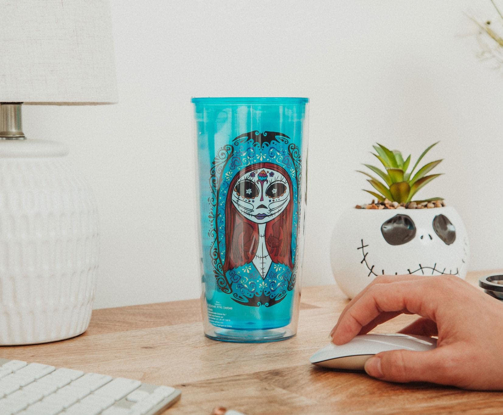Disney Nightmare Before Christmas Sugar Skulls Plastic Travel Tumbler with Lid